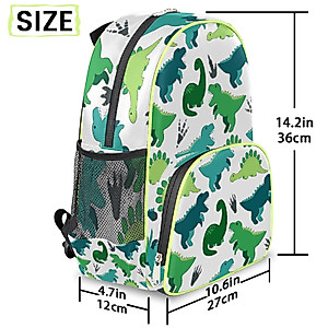 Dinosaur Backpack, Green Dinosaur Footprint Toddler Backpack for Boys 14.2 In, Waterproof Casual Daypack Preschool Backpack Kindergarten School Mini Bookbag with Chest Strap, Durable for Kids Student
