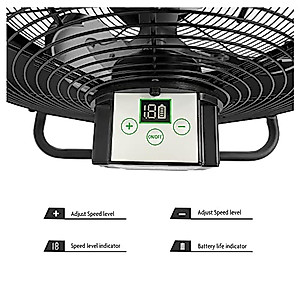 MOCIFI 12 Inch High Velocity Rechargeable Floor Fan with Metal Blade 12-Speed Portable Powered Operated Fan for Home, Travel, Commercial, Residential, Outdoor Indoor Use, Black