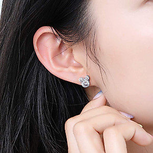 Mouse Stud Earring,S925 Silver Plated Earrings with Sparkling Cubic Zirconia Birthstone,Cute Charm Stud Ear jewelry for Women Girl as Birthday Gift,Hypoallergenic