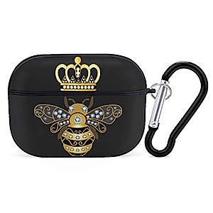 Queen Bee with Crown Airpods Case Cover for Apple AirPods Pro Cute Airpod Case for Boys Girls Silicone Protective Skin Airpods Accessories with Keychain