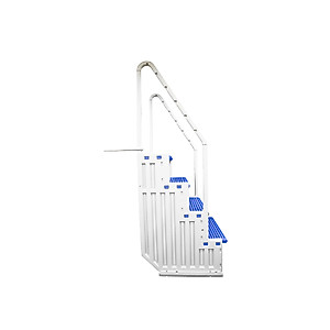 Confer Plastics Step-1X: Sturdy Above Ground Entry System with Dual Handrails and Slip-Resistant Steps, Easy Installation, Supports up to 400 lbs - Proudly Made in USA. White with Blue Treads