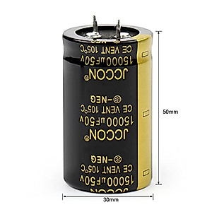 15000uF BEEYUIHF Snap in Electrolytic Capacitor 50V 15000uF, for Audio Amplifier, 15000uF Capacitor, Audio Capacitor, Radial Large Can Type Electrolytic Capacitor, 30 x 50mm 105℃.(Pack of 2)