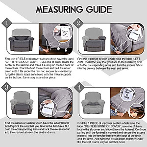 ULTICOR 4-Piece, 1 Seat Recliner Cover, Velvet Stretch Reclining Chair Covers for 1 Cushion Reclining Sofa, Single Seat Recliner Couch Cover, Thick, Very Soft, Machine Washable (Light Grey)