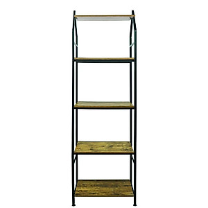 Nijoam 5 Tier Bookshelf, Tall Book Shelf Bookcase, Rustic Bookshelves, Industrial Book case, Freestanding Shelving Unit for Bedroom, Home Office, Living Room, Vintage-Brown