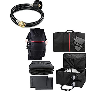Uniflasy 600D Grill Cover and 5 Feet Propane Tank Adapter Hose for Weber Q Gas Grill, High Capacity Portable 2 in 1 Shoulder Straps Backpakc & Handles Styles Portable Carry Bag, Outdoor Camping Bag