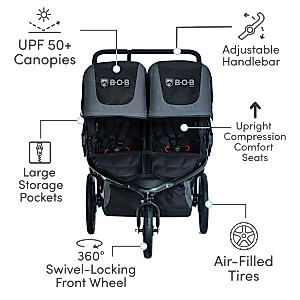 BOB Gear Revolution Flex 3.0 Duallie Double Jogging Stroller, Graphite Black