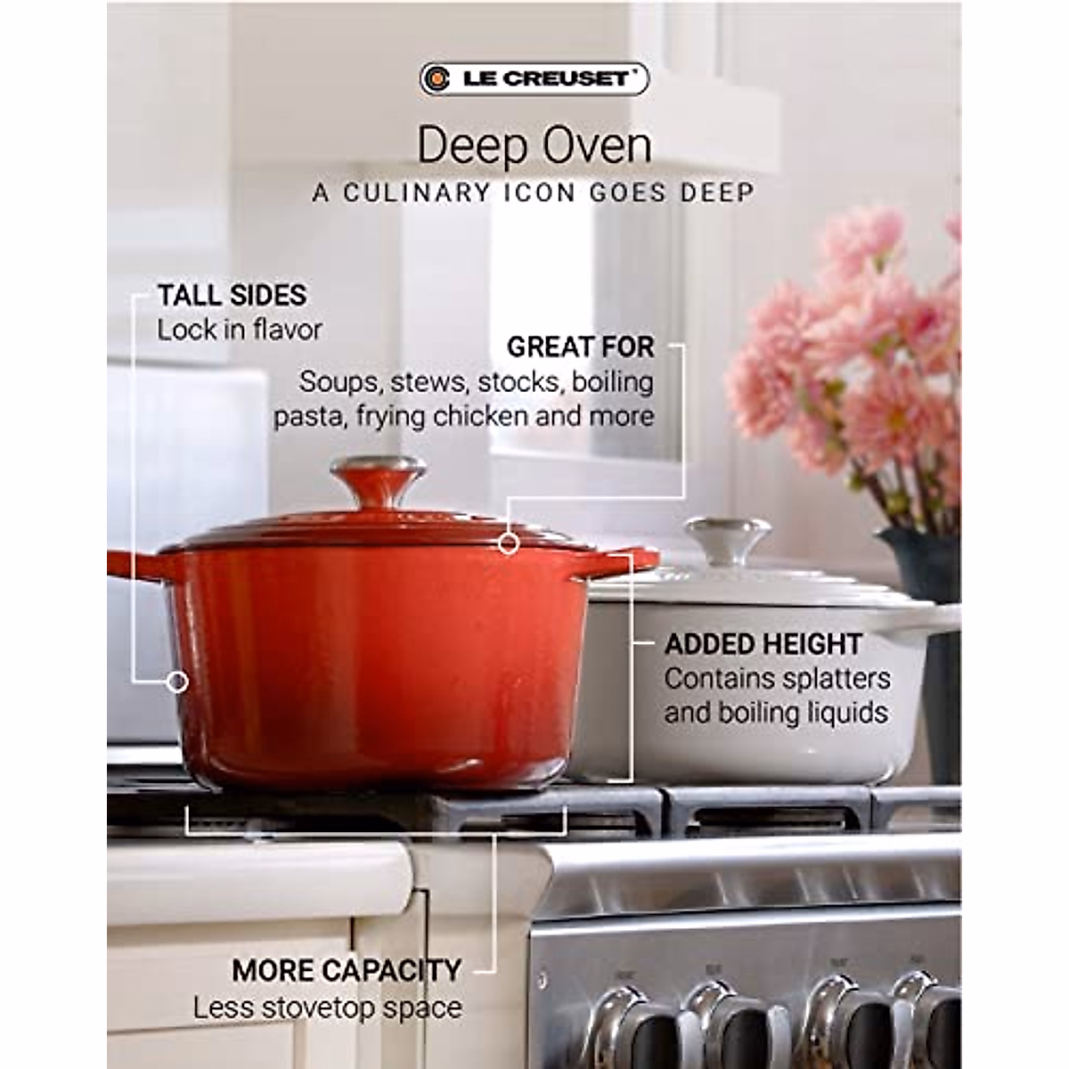 Le Creuset Enameled Cast Iron Signature Deep Round Oven, 5.25qt., Cerise
