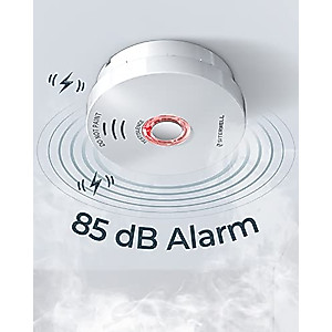 SITERWELL Smoke Detector, 10-Year Fire Alarm Smoke Detector with Built-in 3V Battery and Photoelectric Technology, Fire Detector with Low Battery Warning and Silence Function, UL217, GS508C, 4 Packs
