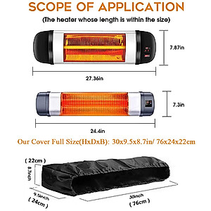 UCARE Wall-Mounted Patio Heater Cover 420D Oxford Waterproof Dustproof Electric Infrared Heater Covers for Indoor Outdoor Garage Backyard Hanging Patio Heaters (Black)