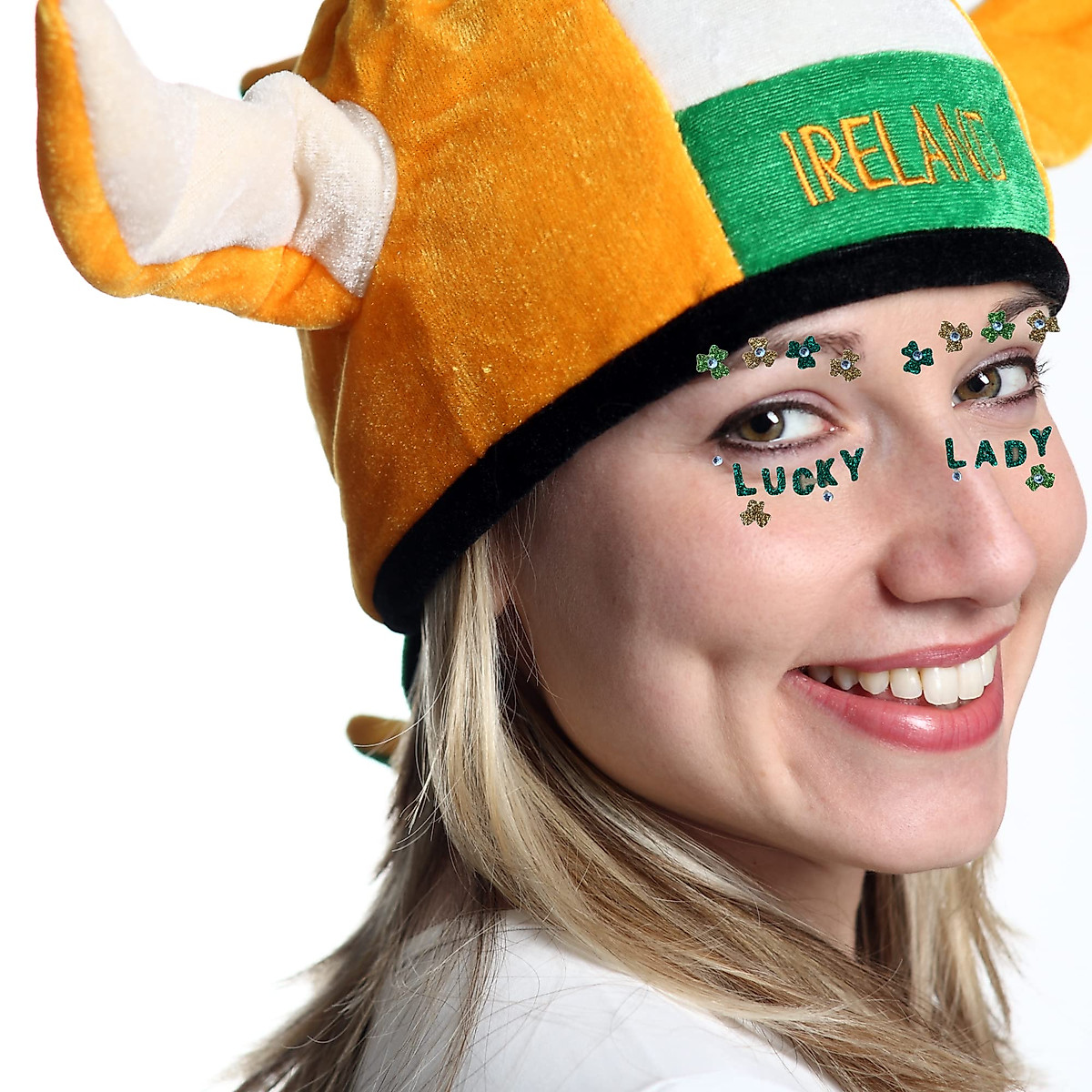 Saint Patricks Day Sets Face Jewels Face Gems Stick On Glitter Face Rhinestones for Makeup with over 130 Face Stickers Jewels Temporary Tattoos Kit for Rave Party Henna Green