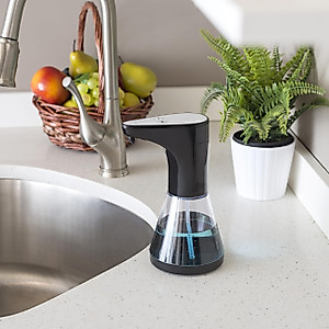 Home Basics Foaming 16 oz Compact Countertop Dispenser on 4 AA Batteries, Touchless, Splash-Proof, Automatic Liquid Soap Pump for Bathroom and Kitchen, Black