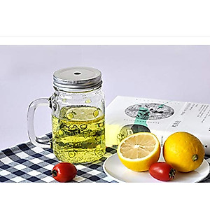 Mason Blank Sublimation transparent clear glass Jar Mugs 430ml with glass handles and straw drinking heat dye transfer 2 pieces