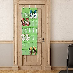 Washranp Punch-Free Over The Door Shoe Organizer, Hanging Shoe Rack Holder with 24 Large Fabric Pockets, Storage Rack Hangs on Closets for Shoes, Sneakers or Home Accessories Purple