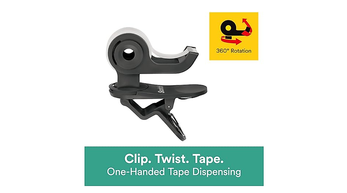 Scotch Clip & Twist Tape Dispenser - Portable, Refillable & Easy to Use