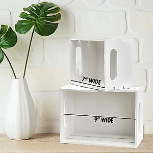 Hampton Art Nested Wooden Crates 2 Pack, Wood Crate White Finish, Wood crates for Display, Wood crates for Storage, Wooden crates White, Pine, 7" x 5 1/2"x 4" and 9 1/3" x 6 1/2" x 5 1/4"