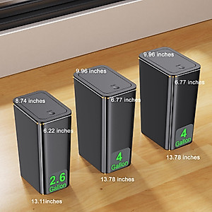 N. NETDOT 3 Pack (2 of 4 Gal & 1 of 2.6 Gal) Small Trash Can with Lid,Bathroom Garbage Can with Pop-Up Lid,Waste Basket for Bathroom,Kitchen,Bedroom,Powder Room,Craft Room,Office,College (Black)