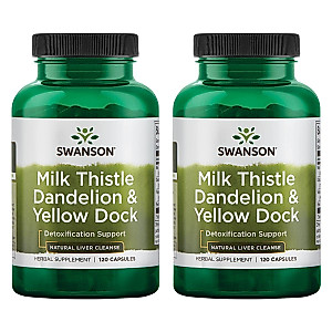 Swanson Milk Thistle, Dandelion & Yellow Dock - Herbal Liver Support Supplement - Natural Supplement Helping to Maintain Overall Health & Wellbeing - (120 Capsules) 1 Pack (2 Pack)