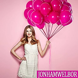 Party Balloons Hot Pink Latex Balloons 70pcs 12inch Wedding Kid’s Birthday Bride Bachelorette Party Decorations(with Hot Pink Ribbon)