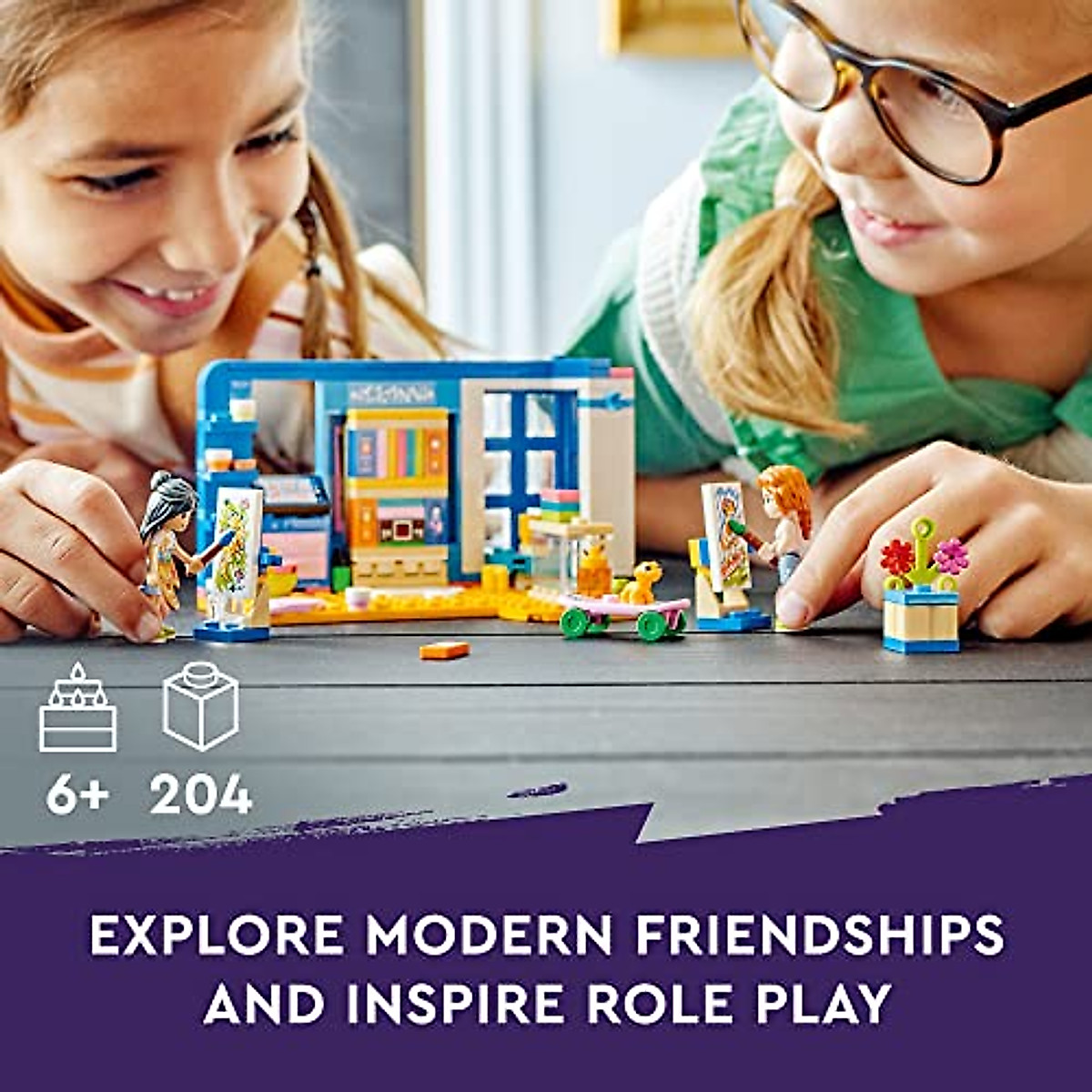 LEGO Friends Liann's Room 41739, Art-Themed Bedroom Playset with Liann & Autumn Mini-Dolls, Collectible Toy for Girls and Boys 6 Plus Years Old