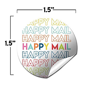 Rainbow Block Lettering Happy Mail Thank You Customer Appreciation Sticker Labels for Small Businesses, 60 1.5" Circle Stickers by AmandaCreation, for Envelopes, Postcards, Direct Mail, More!