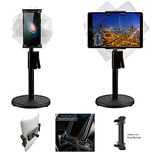 Accessory Basics Universal Tablet/Smartphone 3 in 1 Metal Base CounterTop Table DoorDash Postmate Grubhub Uber Eats Mount Stand for 6 to 13" Screen Tablets and Smartphones