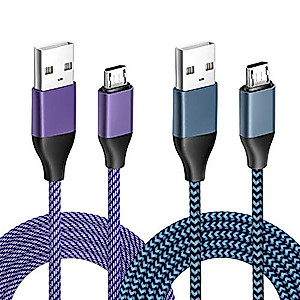 Charger for PS4 Controller Charging Cable 2PCS 10FT Nylon Braided Micro USB 2.0 High Speed Data Sync Cord for Xbox One S/X, Playstation 4, PS4 Slim/Pro Controller Charger and Play Cord