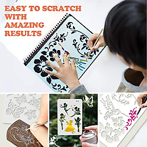 Mocoosy 3 Pack Rainbow Scratch Art Paper Notebooks, Magic Scratch Off Paper Set for Kids Arts Crafts, Black Scratch Note Doodle Pads for Drawing Christmas Gifts Birthday Game Coloring Activity