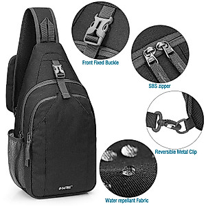 G4Free Sling Bag RFID Blocking Sling Backpack Crossbody Chest Bag Daypack for Hiking Travel(Black)