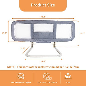 Bed Rail For Toddlers, Extra Long 41.3'' Baby Bed Rail Guard For Kids, 180° Up Side Down Foldable Portable Bed Fence, Infants Bed Guardrail For Travelling Hotel, Home, Full Twin Queen King Mattress