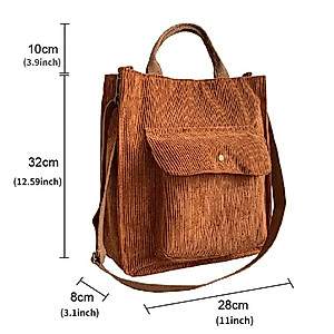 Corduroy Tote Bag Aesthetic Tote Bag Corduroy Hobo Bag for Women Tote Bag (Green)