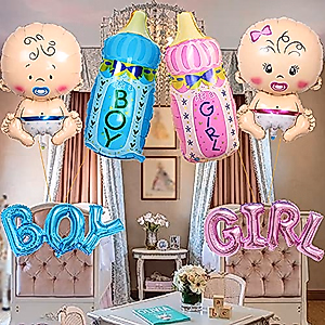 Xihuimay 6pcs Baby Boy Girl Party Balloons Helium Balloon Gender Reveal Balloon Baby Boy/Girl Blue/Pink Bottle Boy/Girl Letter Foil Balloon for It is a Boy/Girl Baby Shower Birthday Party Decoration