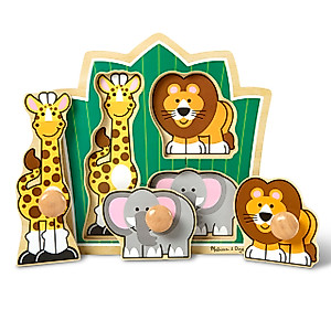 Melissa & Doug Jungle Friends Safari Animals Jumbo Peg Wooden Puzzle