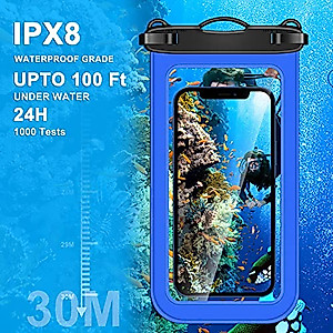 v-Golvin Universal Waterproof Phone Pouch IPX8 Underwater Case Cell Phone Dry Bag for iPhone 14 13 12 11 Pro Max SE 2020 XS Max XR 8 7 6s Plus S22 S21 Note 20 Ultra & Phones Up to 8"