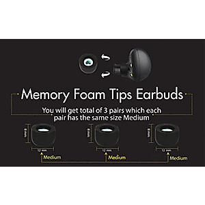 3X Pair Memory Foam Eartip Ear Bud Replacement for Sony True WF-1000XM4, WF-1000XM3 WF-XB700 Headset Headphone Earpad Cushion, No Silicone Ear Tip Pain, Anti-Slip, Fit in Charge Case (Size: Medium M)