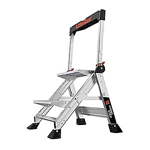 Little Giant Ladders, Jumbo Step, 2-Step, 2 foot, Step Stool, Aluminum, Type 1AA, 375 lbs weight rating, (11902), Silver