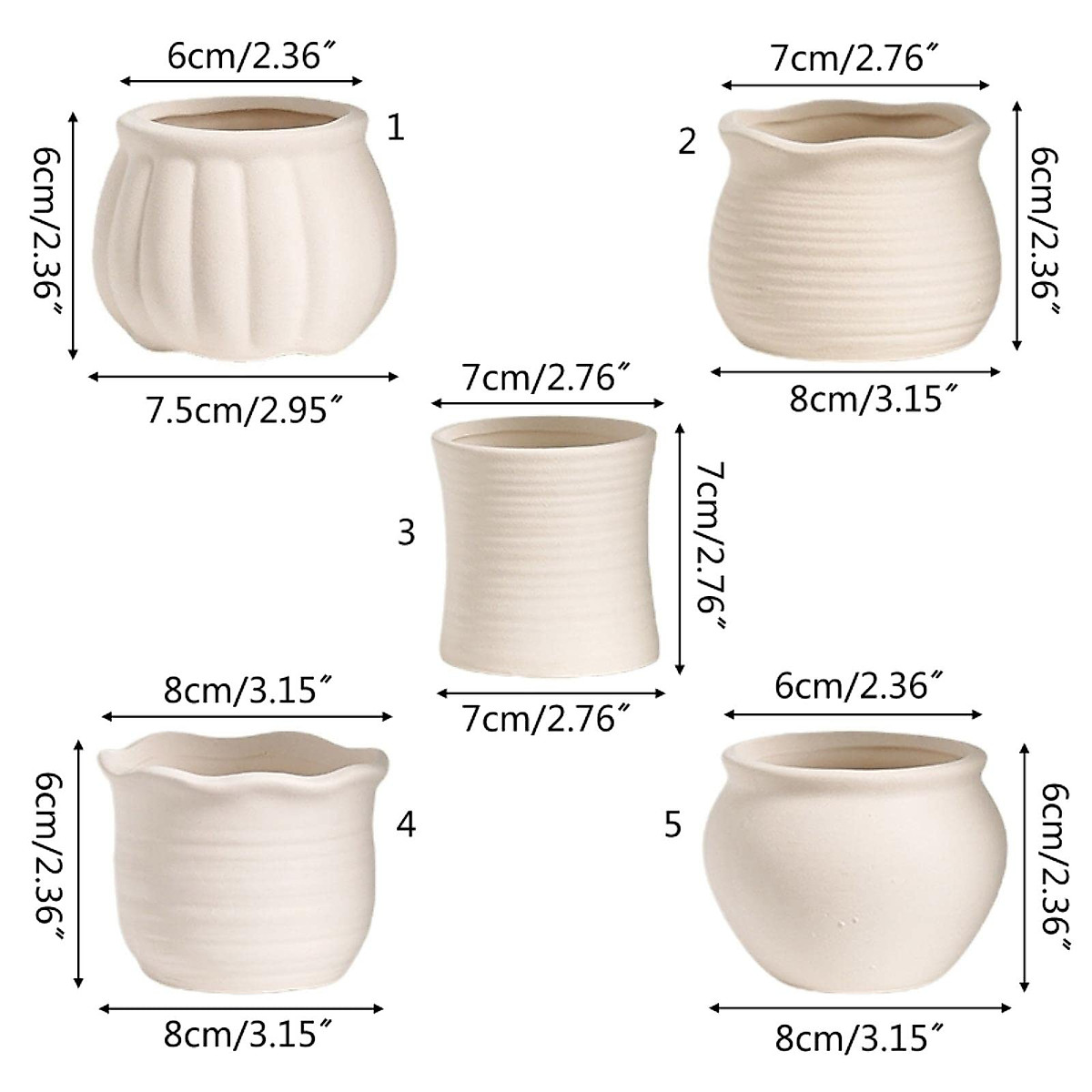 YUANstore Small Ceramic Flower Pot Succulent Plants Flower Container Bonsai Potted Q84D