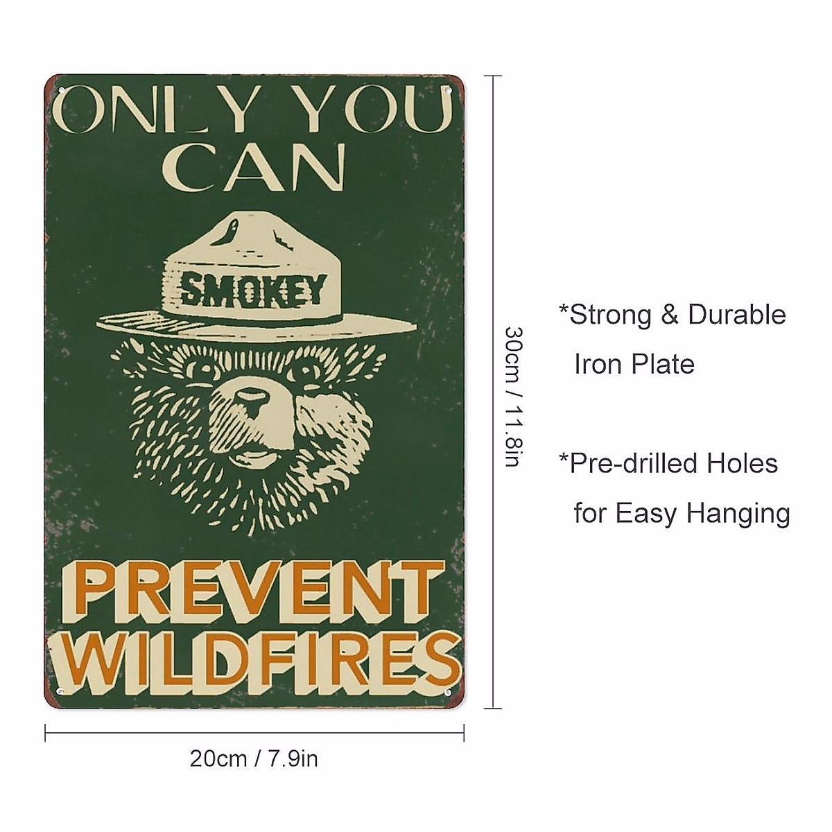 Smokey Bear Only You Can Prevent Wildfires Sign Metal Tin Sign Home Outdoor Forest Wildfire Prevent Sign Campaign Fire Awareness Poster 12x8inch