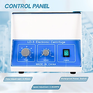 VAIDPRO Electric Centrifuge Machine 50mlx8 Tube, 0-4000RPM Speed 2770xg RCF 0-60mins Timer, Benchtop Electric Lab Centrifuge Machine for PRP Plasma, Laboratory School Lab Medical Practice Hospital