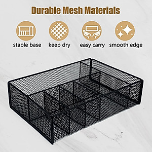 DysanVica Metal Paper Plate Dispenser - Utensil Holder for Kitchen Counter Cabinet Silverware Caddy Cutlery Flatware Organizer Storage Box for Plastic Spoon Fork Plates Napkins Cup Party Camping Black