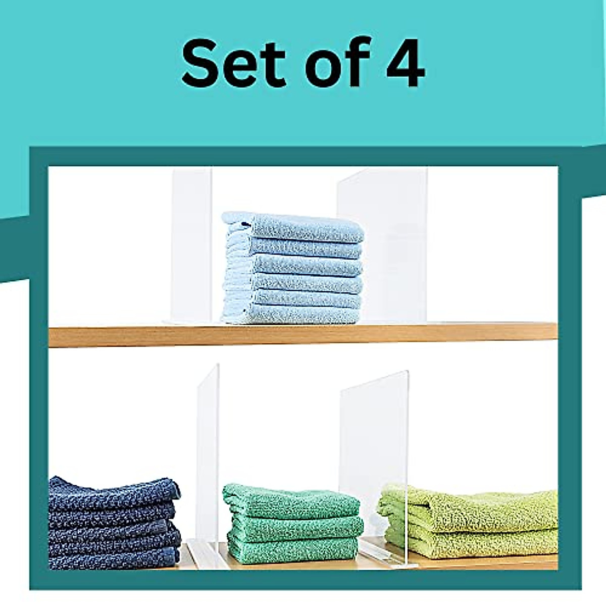 LIVTEK4LYFE Shelf Dividers, Closet Shelf Organizer, Acrylic Shelf Dividers for Closets, Shelf Dividers for Closet Organization, Closet Shelf Divider, Clear Closet Dividers - 4 Pack - Self-Stick
