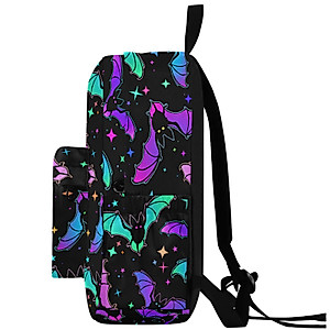 ZzWwR Stylish Rainbow Colors Bats Stars Unisex Travel Laptop Backpack Durable Large Computer Bag Ideal for Back to School Bookbags Work