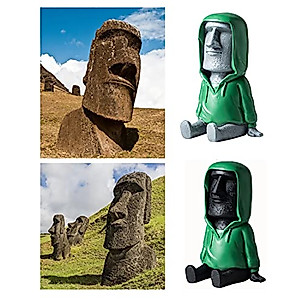 ZKSYLSM Easter Island Moai Statue Decor,Resin Imitation Stone Statue Figurine Sculpture,Pen Holder, Mobile Phone Holder,Decor Desktop,Bookshelf,Tabletop (Black)