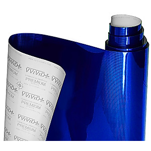 VViViD+ Holographic Chrome Weave Carbon High-Gloss Vinyl Car Wrap (1ft x 5ft, Blue)
