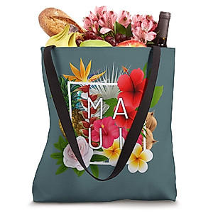 Flowers of Maui Word Art - Hawaiian Island Souvenir Tote Bag