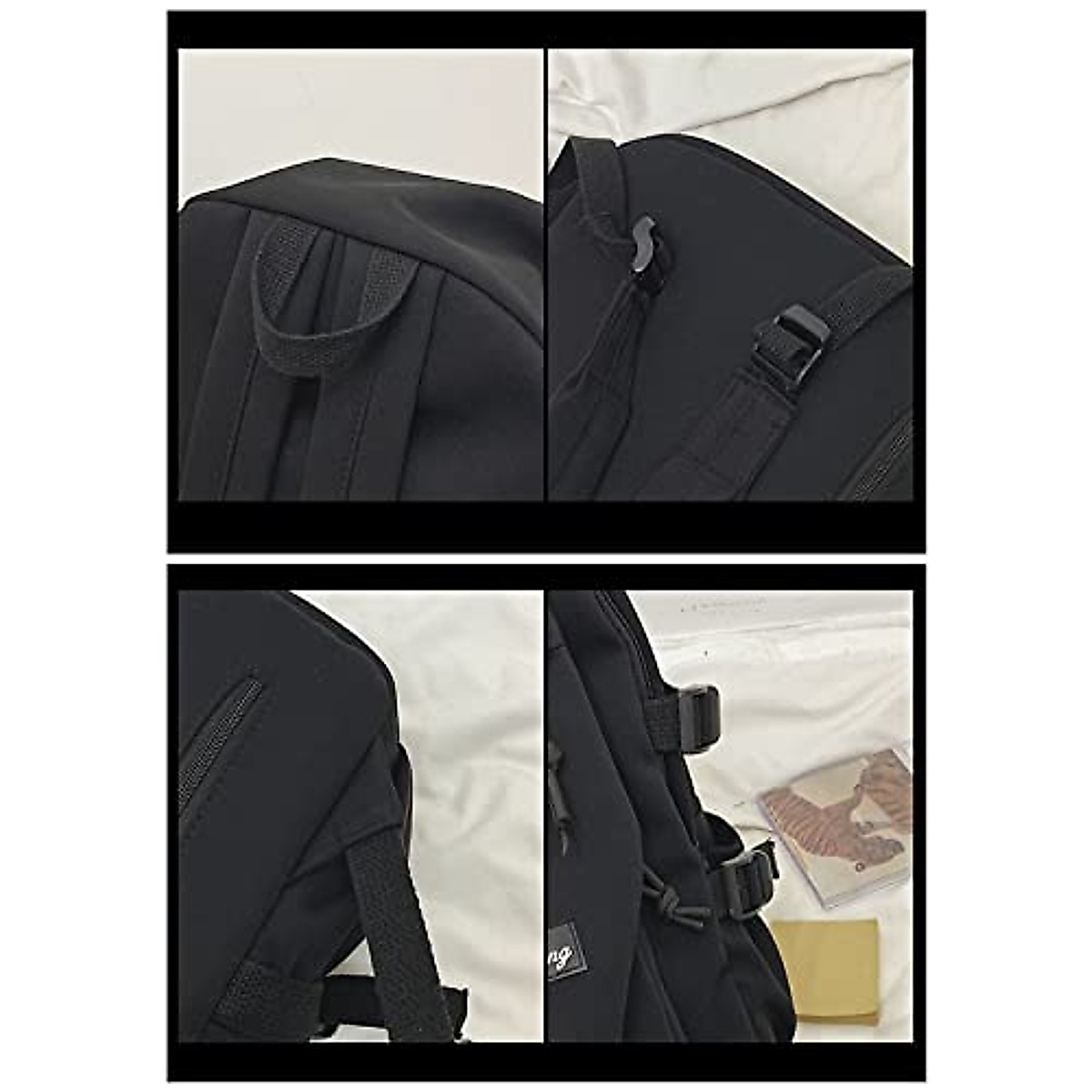 AoMoon Casual Lightweight Backpack for Men Women Laptop Rucksack College Bag Durable University Backpack Travel Daypack(Black)