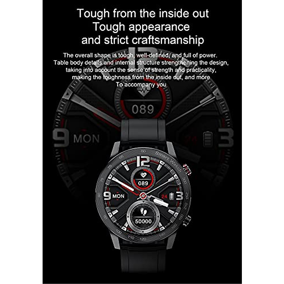 XYJ Smart Watch for Android Phones Compatible with iPhone 1.28 Inch Touch Screen Fitness Tracker with Heart Rate Monitor Blood Oxygen Saturation 5ATM Waterproof Smartwatch for Women Men (Color : F)