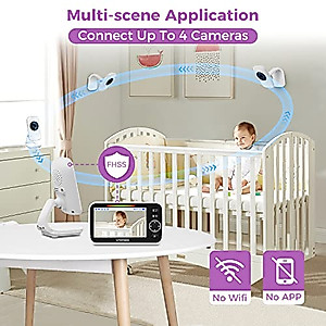 VTimes Baby Monitor Video Baby Monitor with Camera and Audio No WiFi 5" LCD Screen, Two-Way Audio, Night Vision,1000ft Range, 2X Zoom Temperature Display, Lullaby Elderly Pet