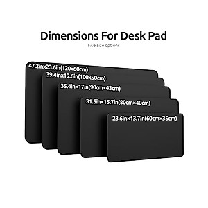 YSAGi Leather Desk Pad Protector, Office Desk Mat, Large Mouse Pad, Non-Slip PU Leather Desk Blotter, Laptop Desk Pad, Waterproof Desk Writing Pad for Office and Home (Black, 23.6" x 13.8")