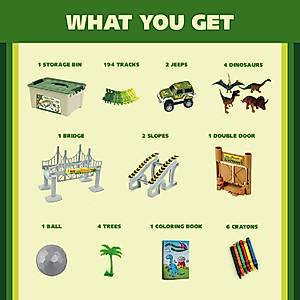 ToyVelt Dinosaur Toys Race Track Toy Set - Create A Dinosaur World Race 2021 Edition Dinosaur Playset Includes 3 Cars & Mega Ball and Container Gift for Boys & Girls Ages 3,4,5,6, Years Old and Up