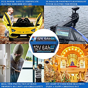 OCELL 12V 6Ah Lithium Iron Phosphate Battery, Rechargeable LiFePo4 Battery with 10 Years Lifetime, Low Self-Discharge for Kid Scooters, Security Alarm, Power Wheel, Fish Finder, Emergency Lighting